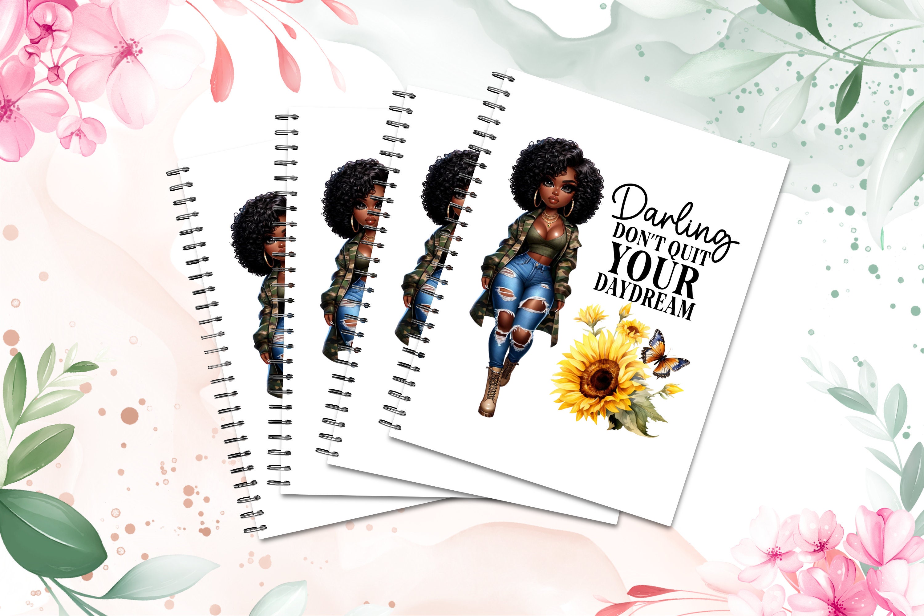 Black Woman Journal Notebook Template With Insert Pages, Instant ...