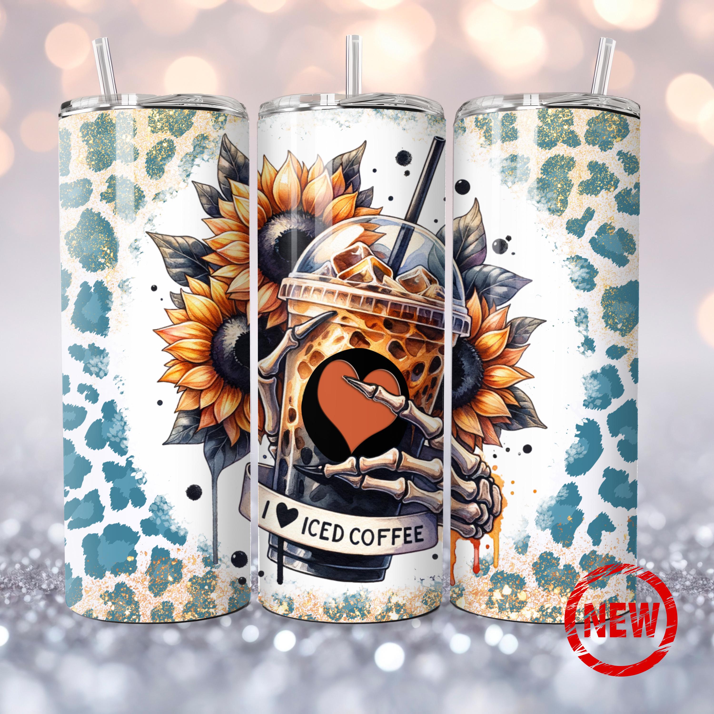 Iced Coffee Sublimation Png Wrap for 20oz Skinny Tumbler - Etsy