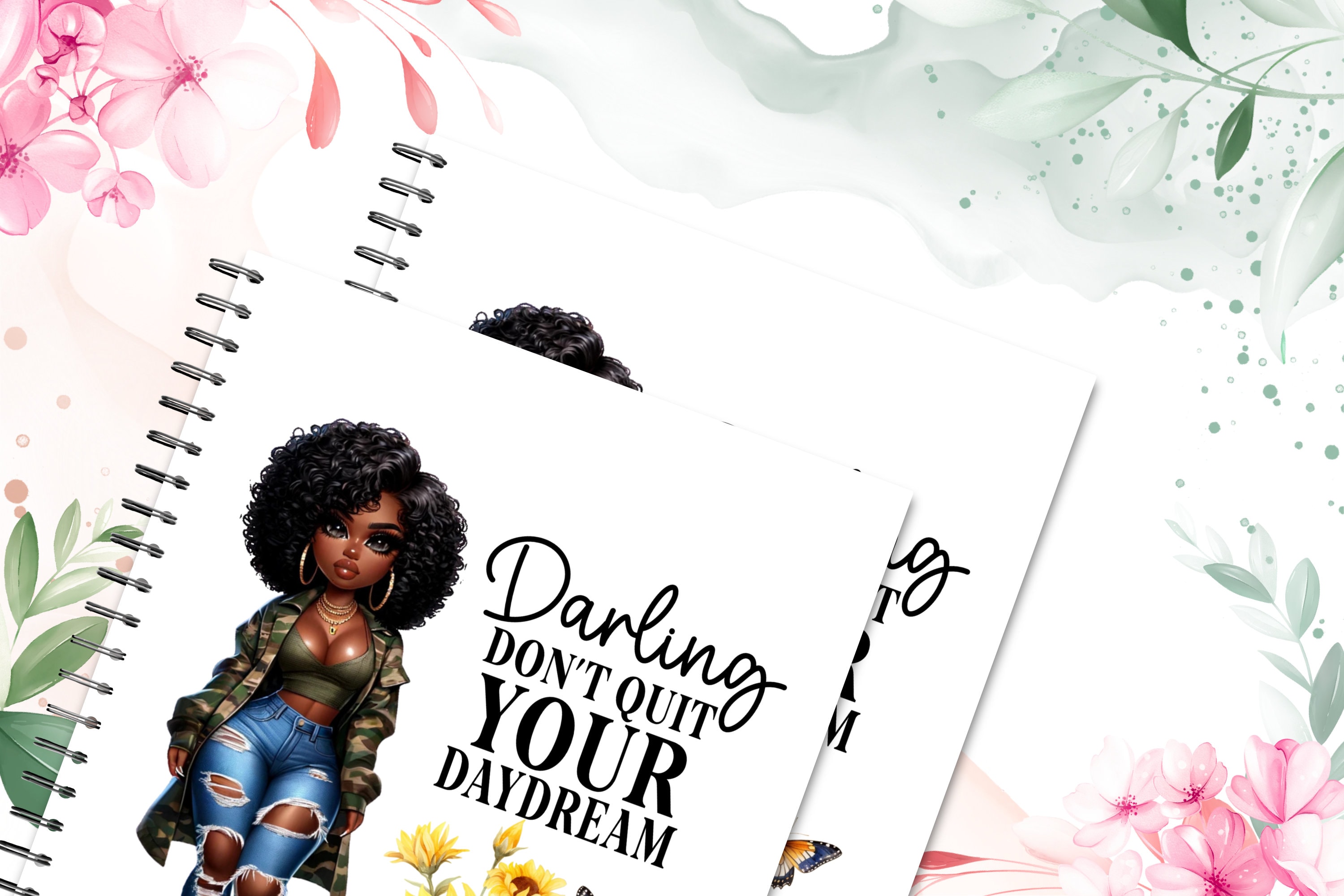 Black Woman Journal Notebook Template With Insert Pages, Instant ...