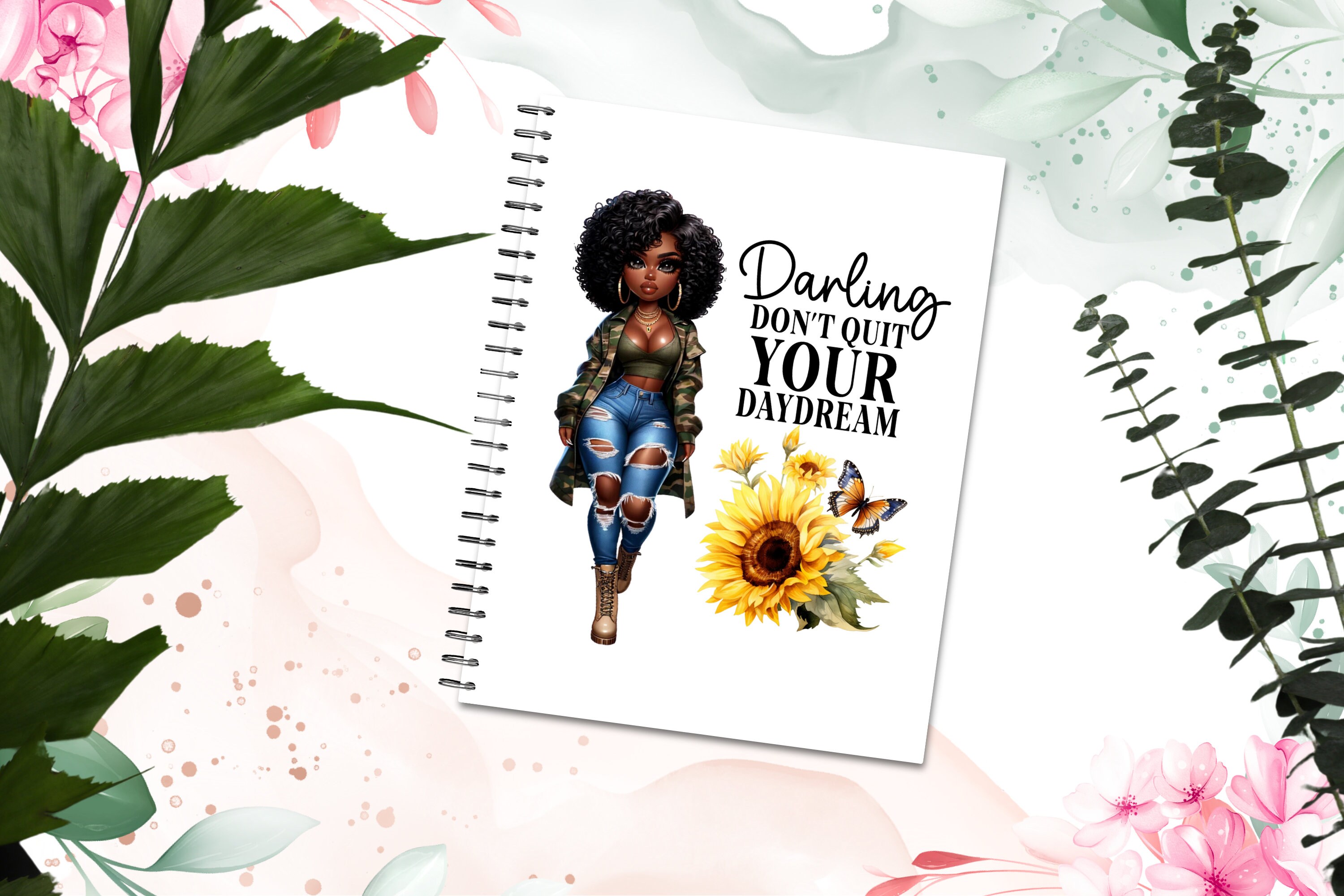 Black Woman Journal Notebook Template With Insert Pages, Instant ...