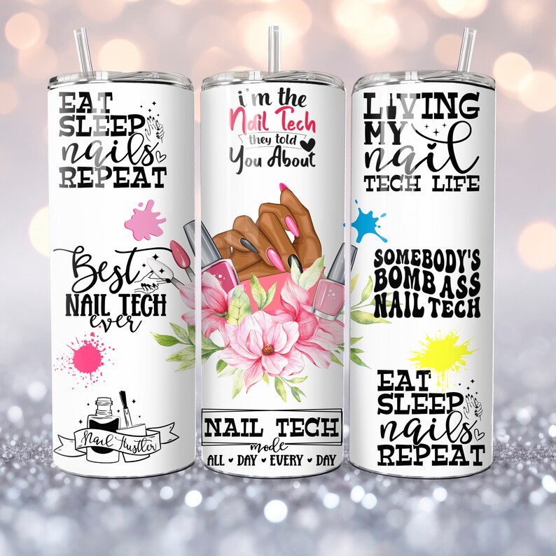 Nail Tech Sublimation Design PNG 20 Oz Skinny Tumbler Wrap - Etsy