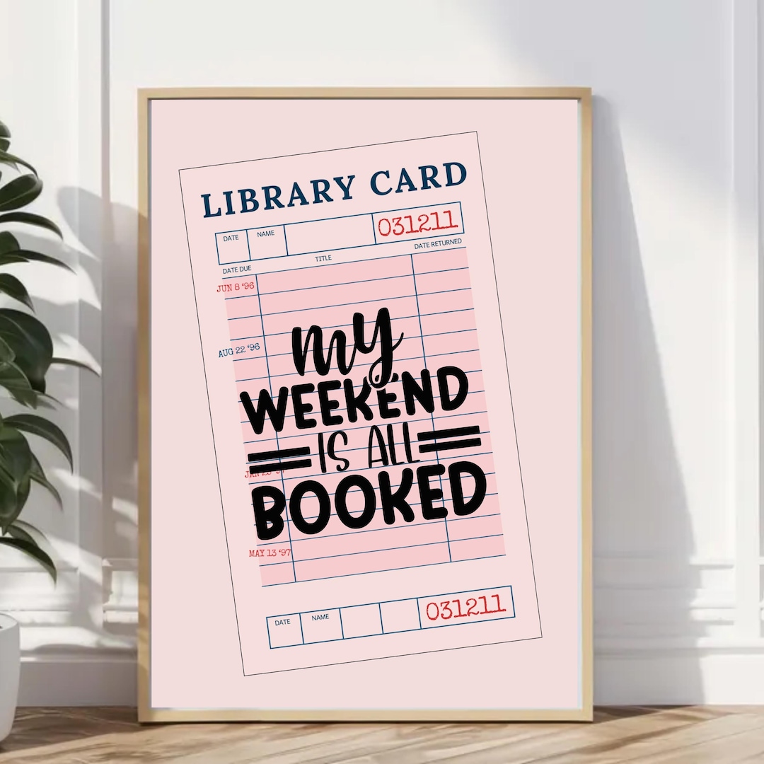 Library Card Aesthetic, Book Lover Wall Art, Vintage, Bookish, Trendy ...