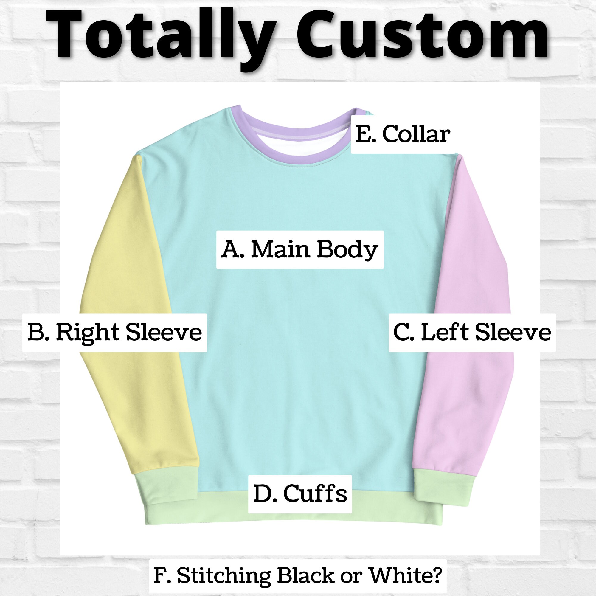 Custom Colorblock Sweatshirt FULLY CUSTOMIZABLE Pullover Sweatshirt ...