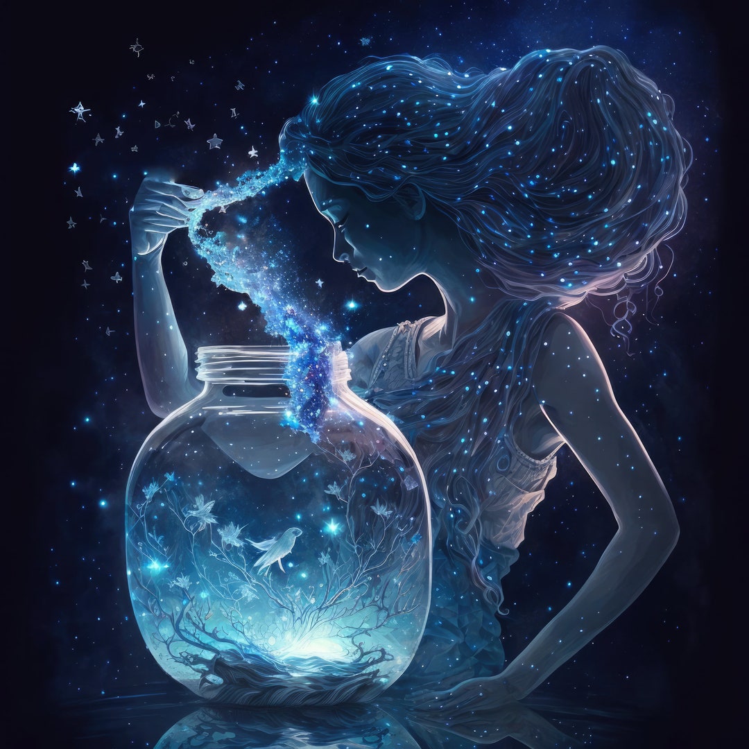 Aquarius - Zodiac Digital Art Download, Zodiac Art for Print and ...