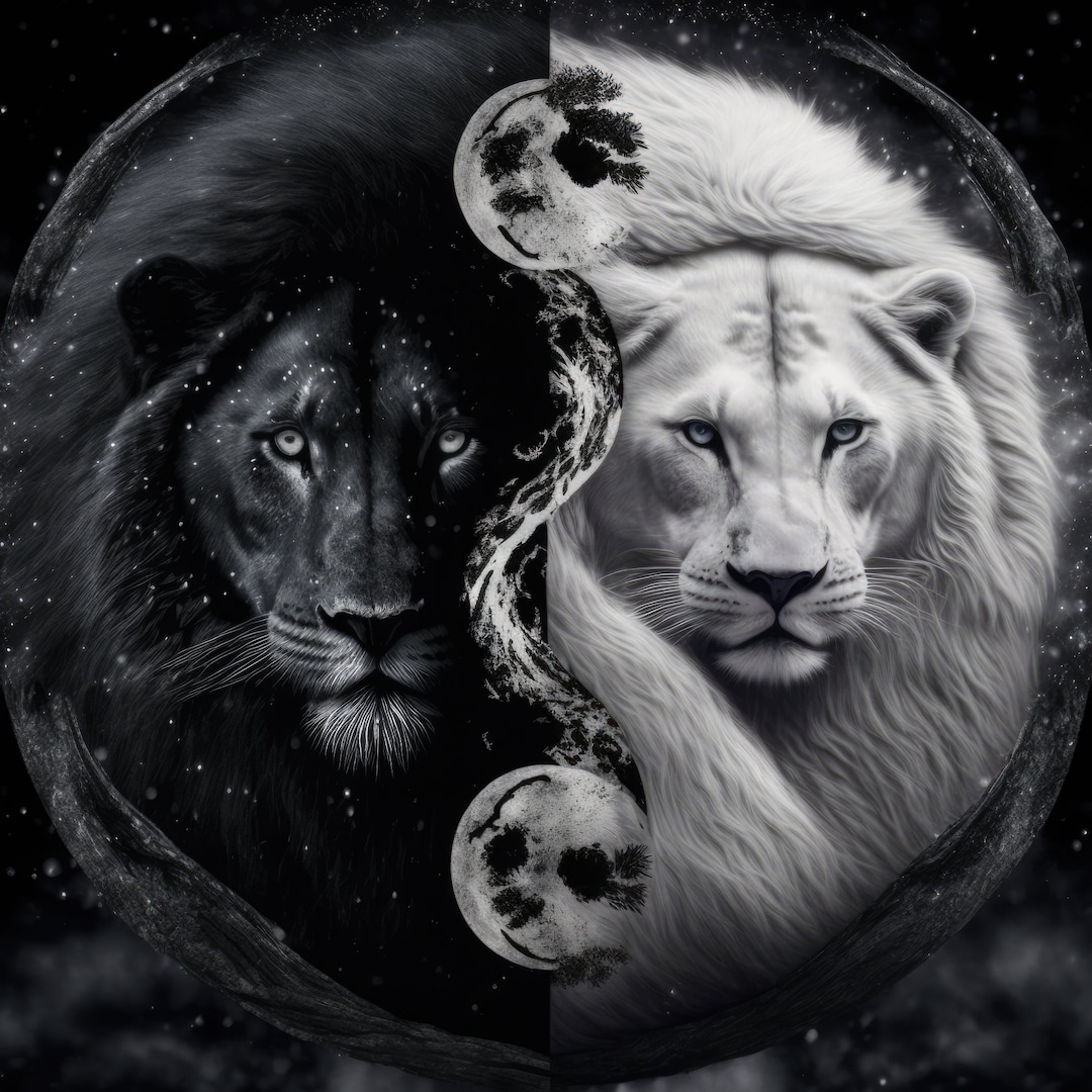 Black and White Lions Yin and Yang High Resolution Digital Download - Etsy