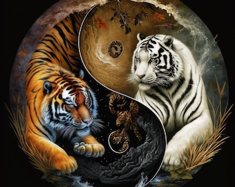 Tiger Yin and Yang High Resolution Digital Download - Etsy