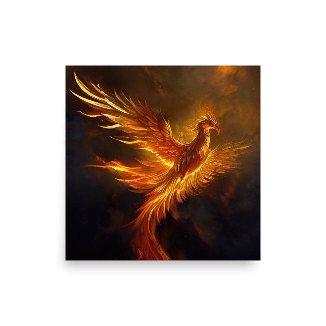 Golden Phoenix Poster Golden Phoenix Print Golden Phoenix Art AI Art ...