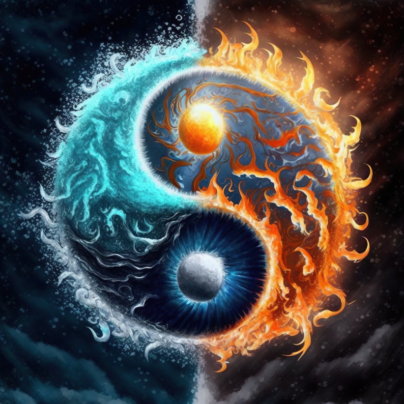 Sun and Moon, Ice and Fire Yin and Yang. - Digital Art Download ...