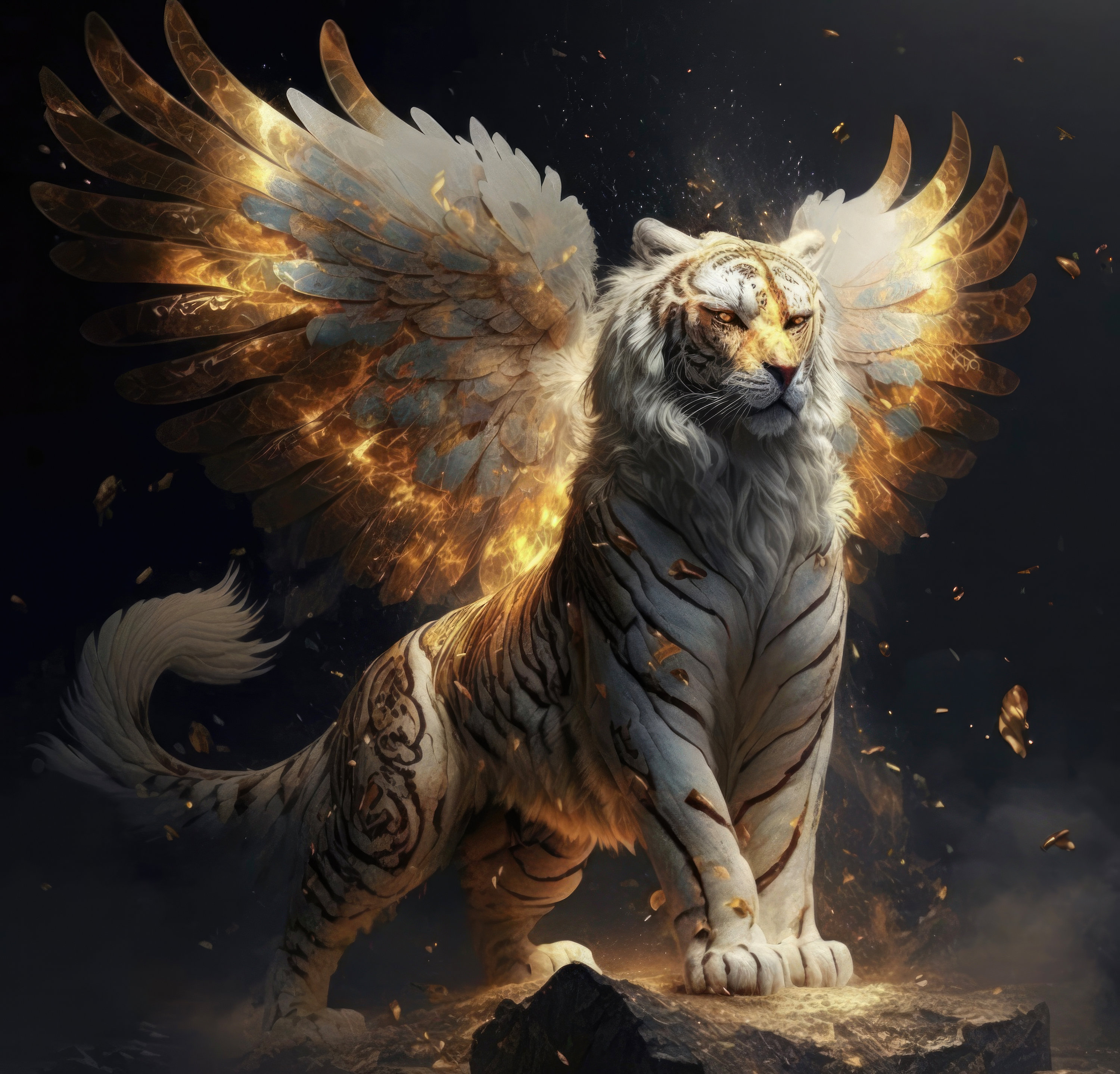 White and Gold Winged Tiger High Resolution Digital Download - Etsy