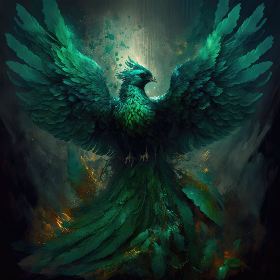 Green Phoenix Download, Printable Art, Instant Downloadable Wallpaper ...