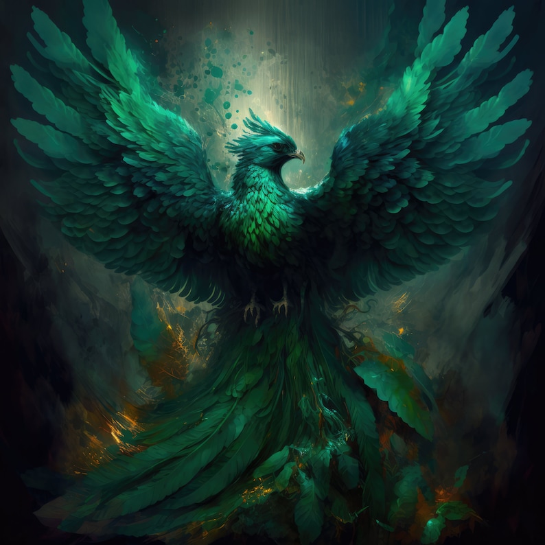 Green Phoenix Download, Printable Art, Instant Downloadable Wallpaper ...