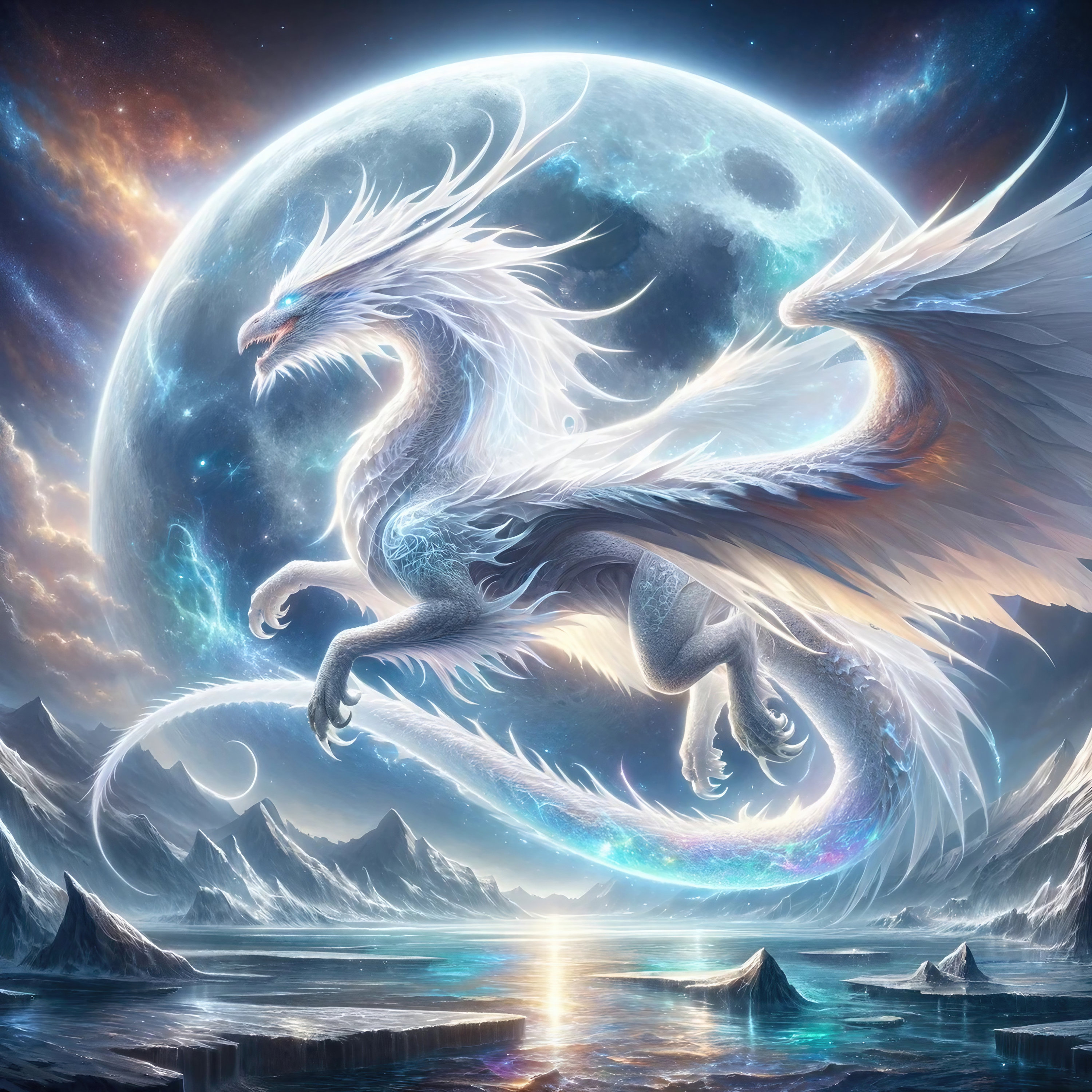 Lunar Dragon - Fantasy Digital Art Download, Dragon Art for Print and ...