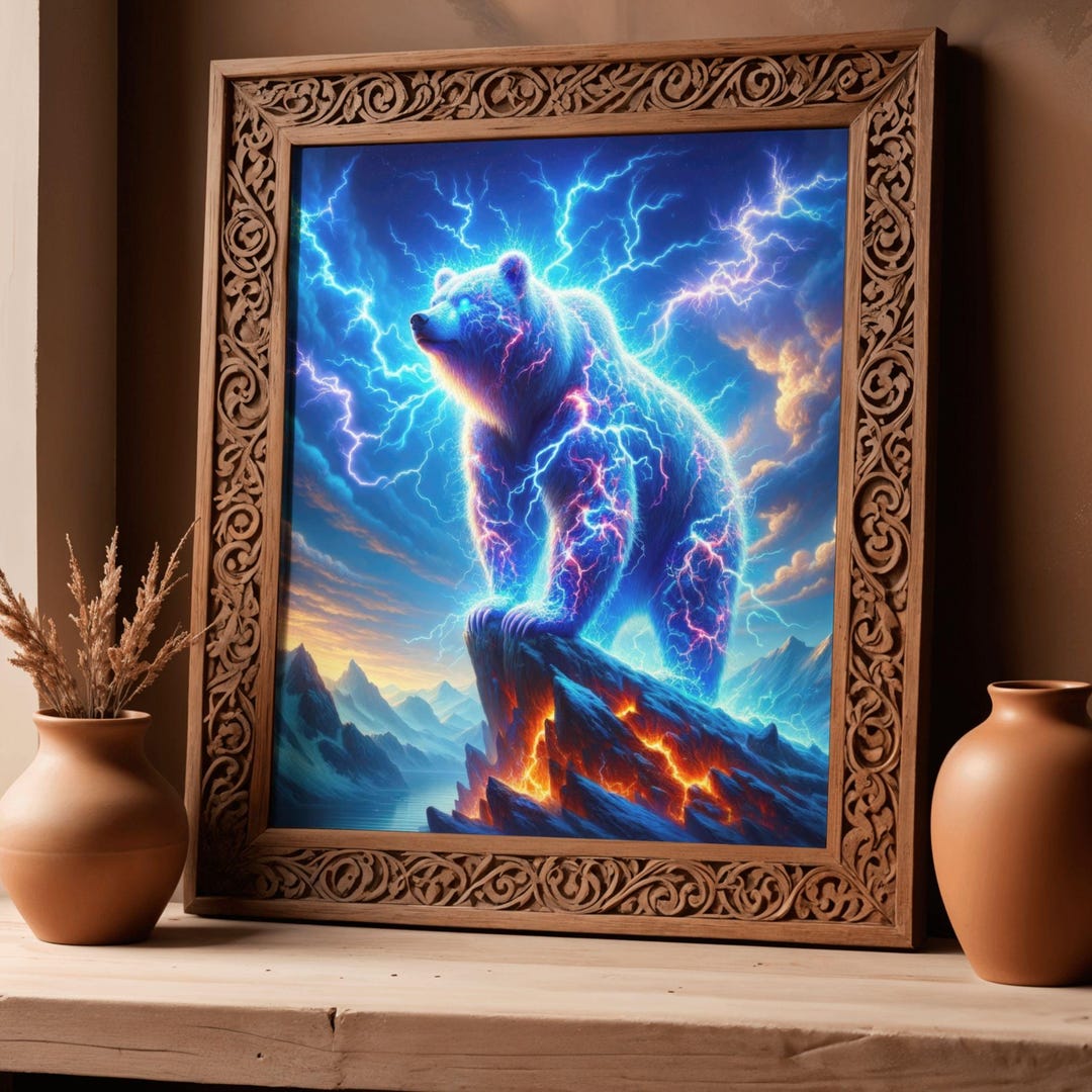 Lightning Bear | Fantasy Wall Art, Bear Design, Printable, Digital ...