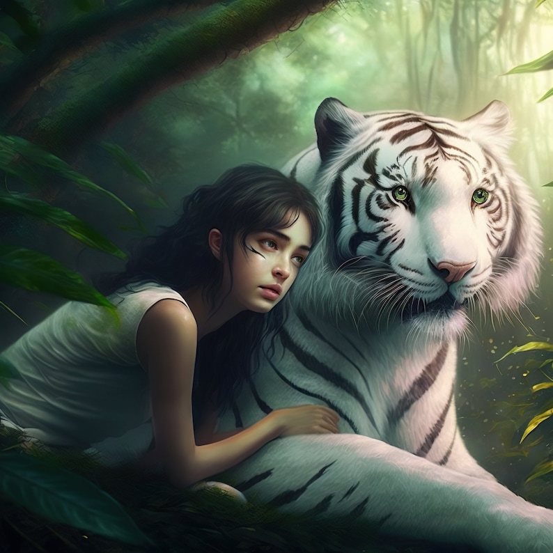 Girl and Her Tiger High Resolution Digital Download - Etsy