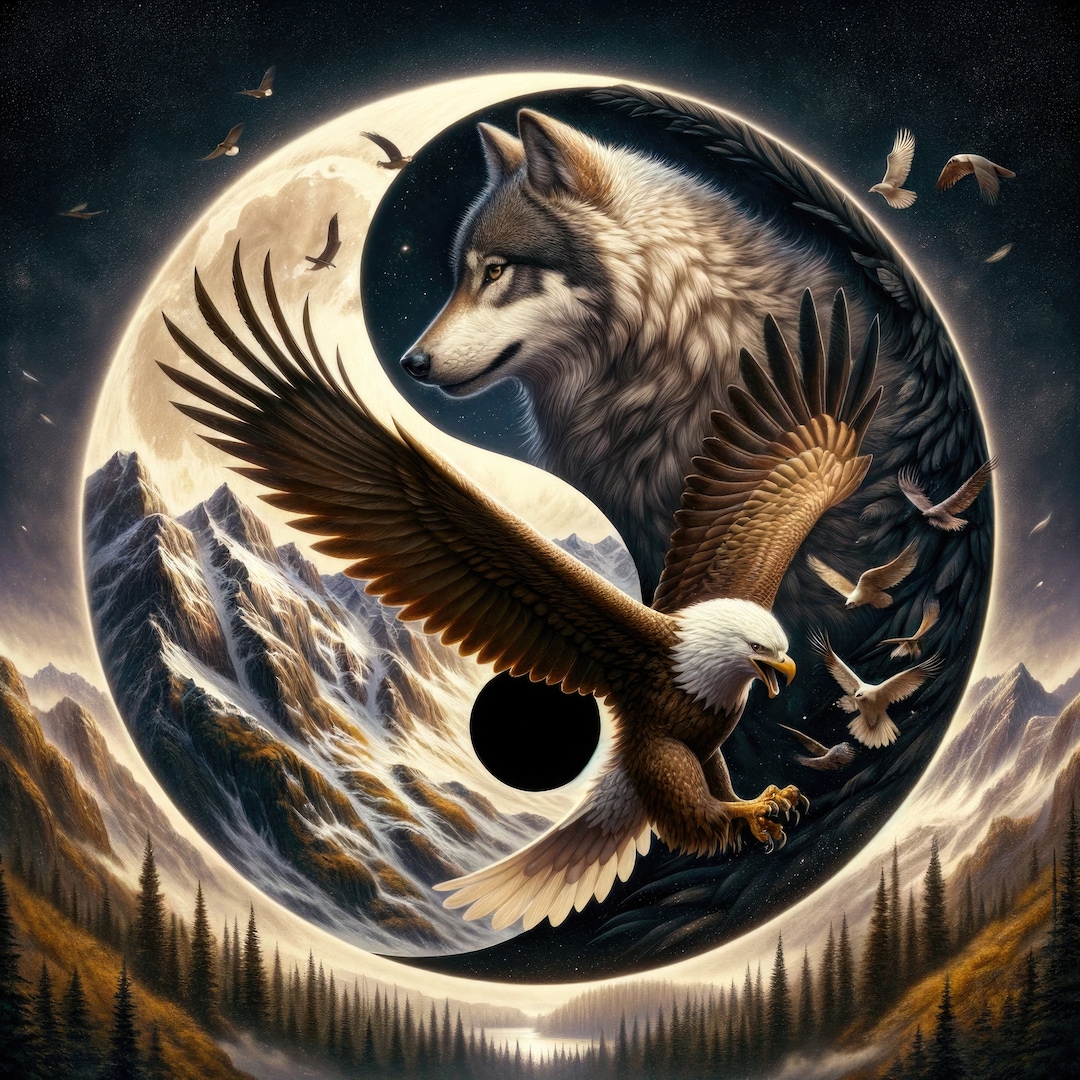 Eagle and Wolf Yin and Yang High Resolution Digital Download - Etsy
