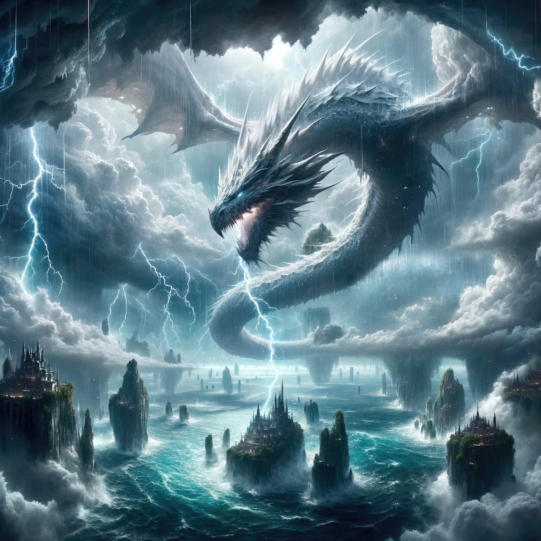 Ocean Dragon - Fantasy Digital Art Download, Dragon Art for Print and ...