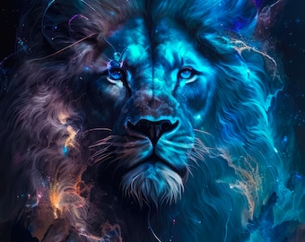 Blue Celestial Lion High Resolution Digital Download - Etsy
