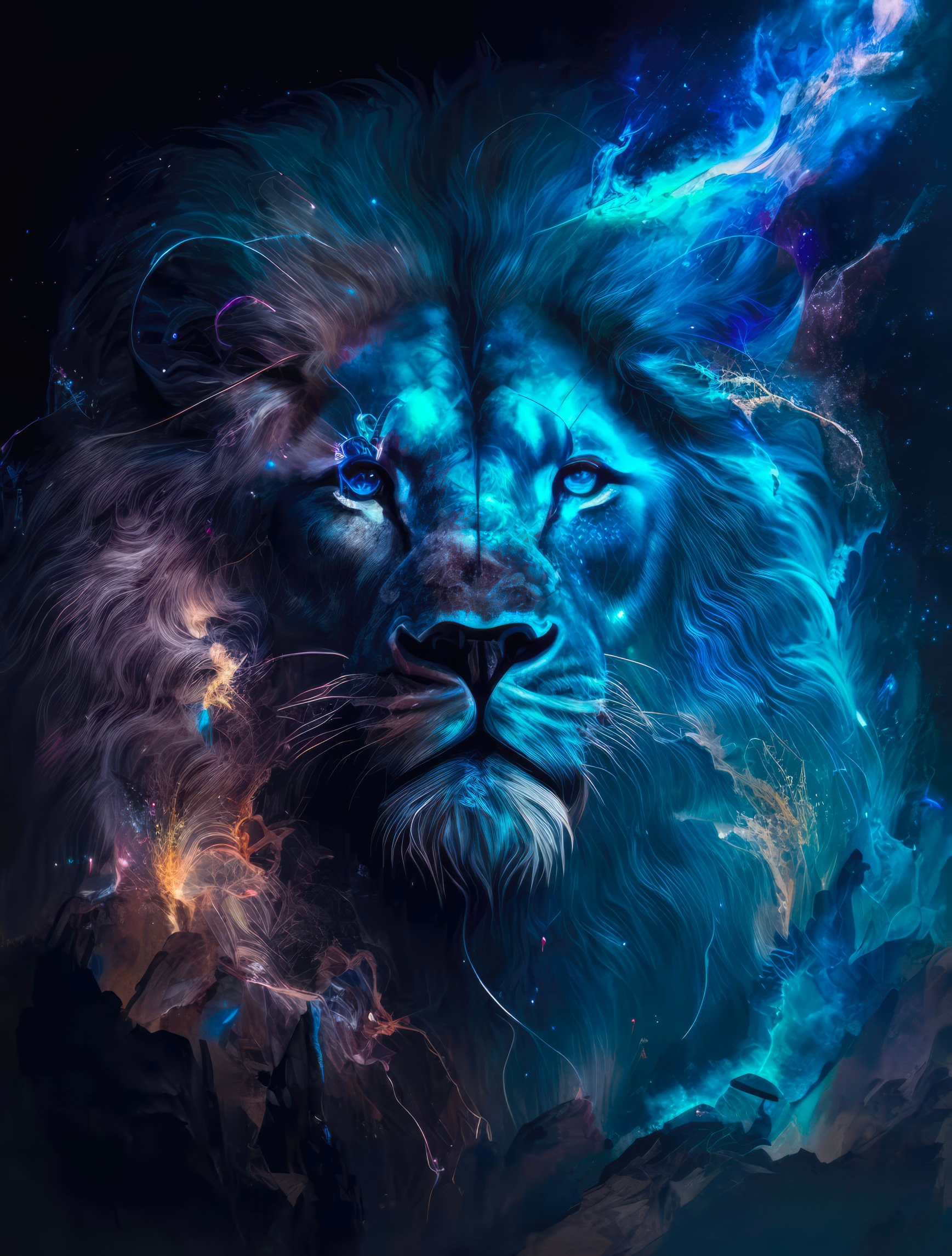 Blue Celestial Lion High Resolution Digital Download - Etsy