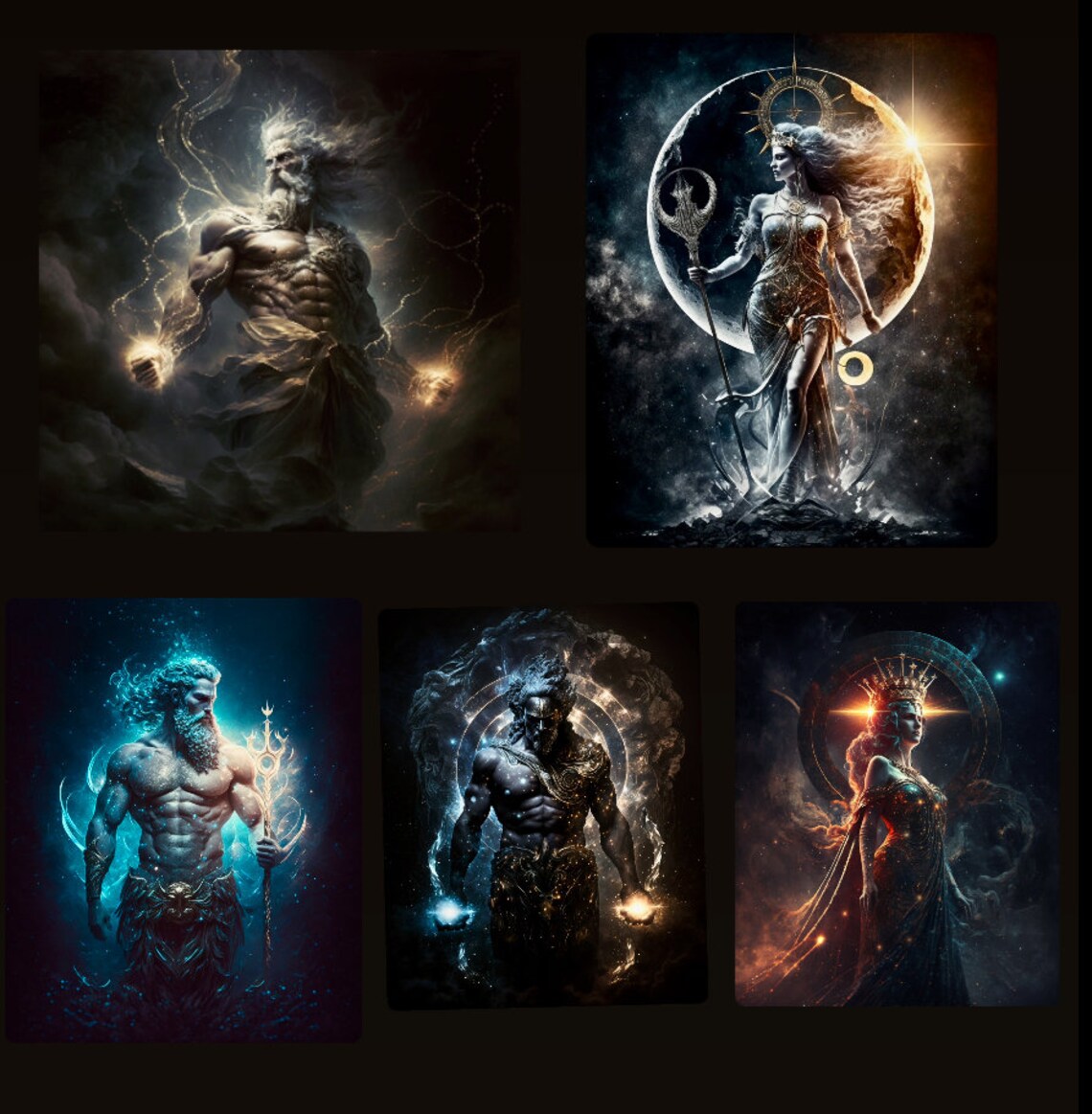 Greek Mythology Gods High Resolution Digital Download Zeus, Athena ...