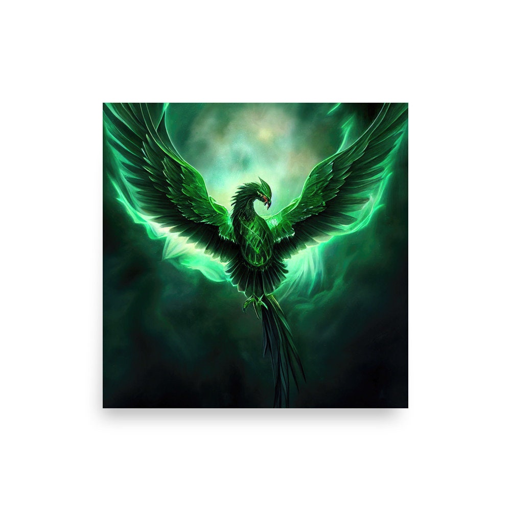 Emerald Phoenix Poster Emerald Phoenix Print Emerald Phoenix Wall Art ...