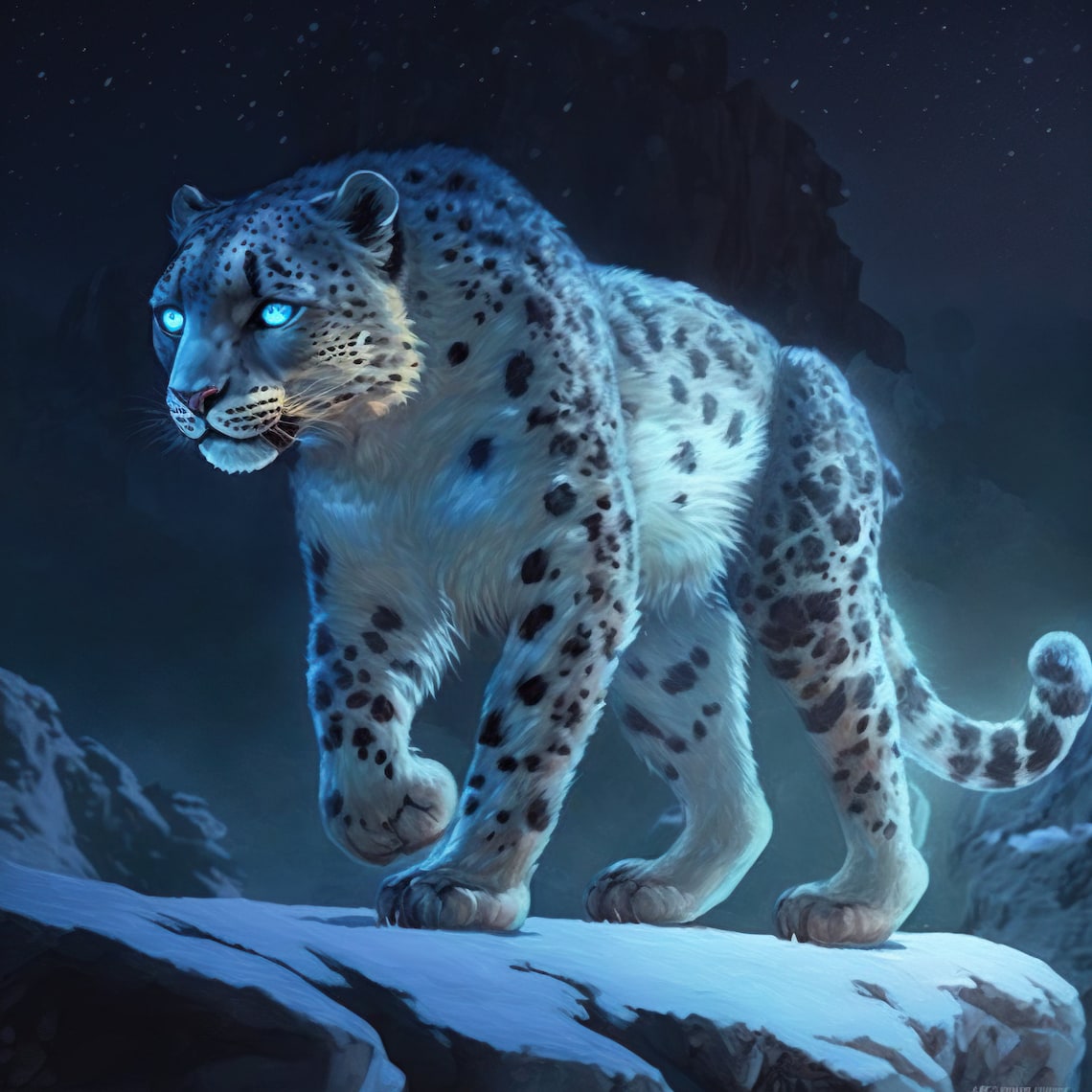 Snow Leopard at Night High Resolution Digital Download - Etsy