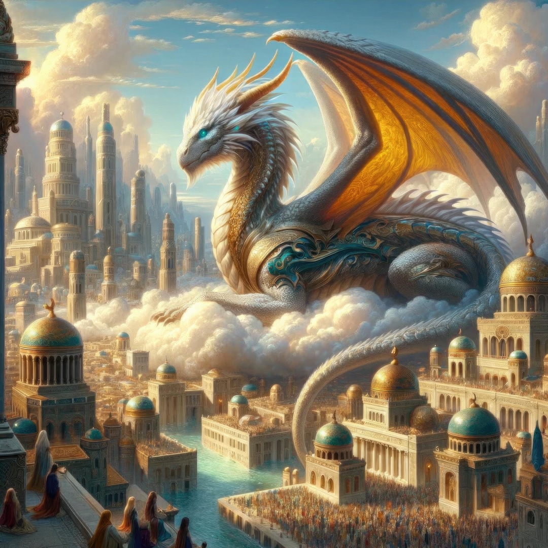 City Dragon - Fantasy Digital Art Download, Dragon Art for Print and ...