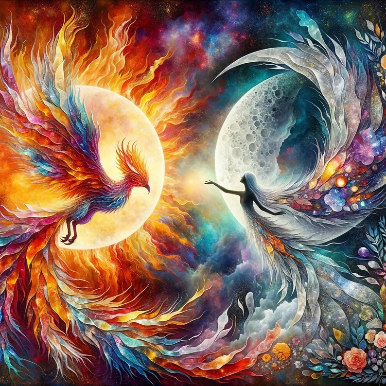 Sun and Moon: Phoenix Rising High Resolution Digital Download - Etsy