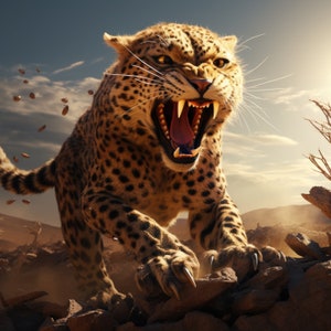 Fierce Big Cats: Lion, Tiger, Jaguar, Cheetah, Snow Leopard High ...