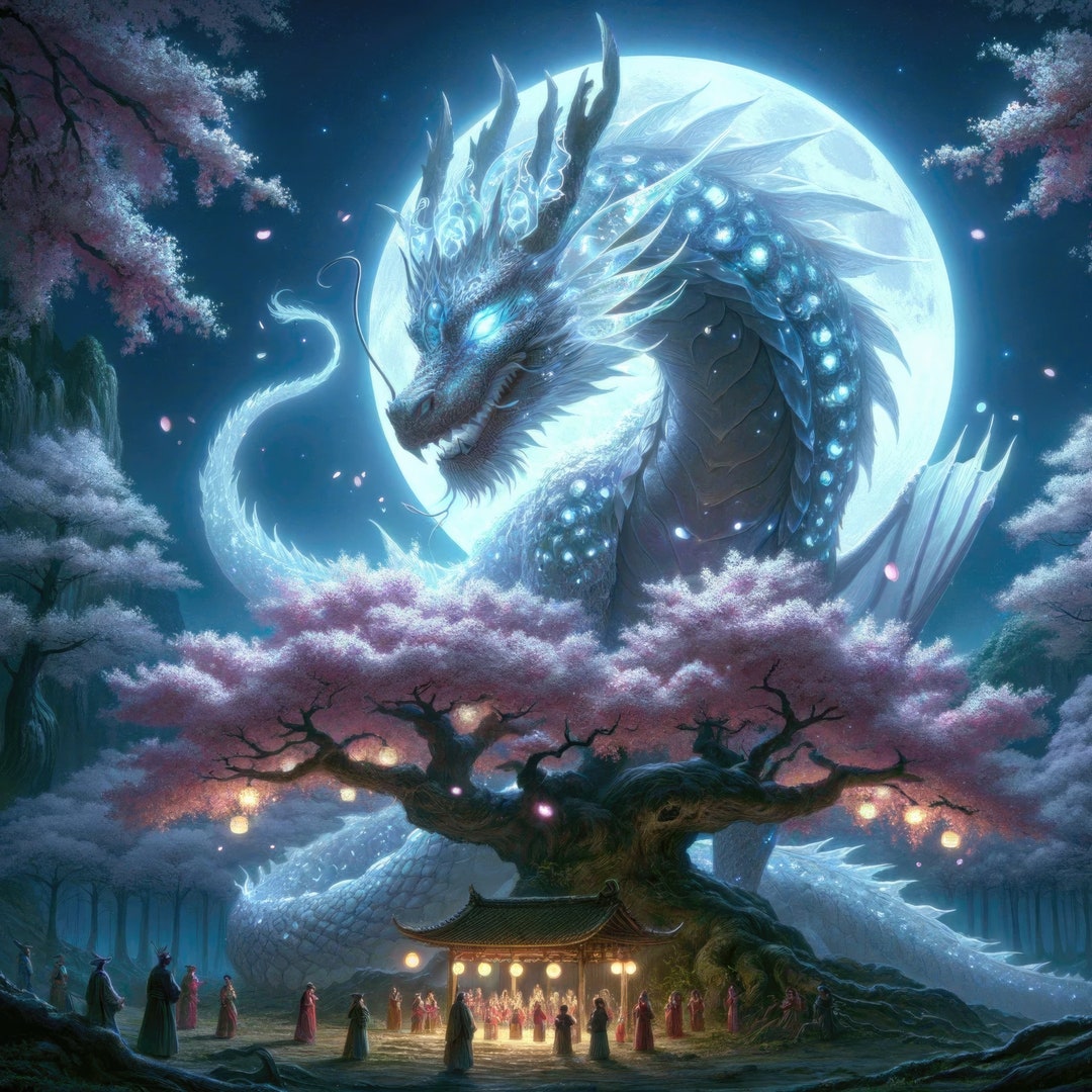 Moon Dragon - Fantasy Digital Art Download, Dragon Art for Print and ...