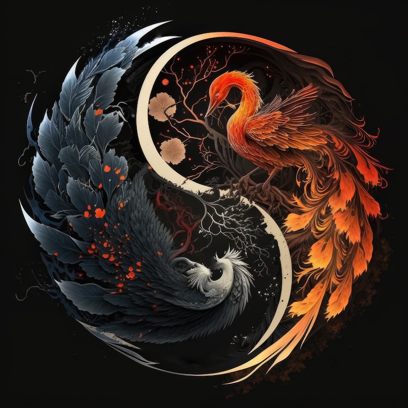 Phoenix Yin and Yang Download, Printable Art, Instant Downloadable ...