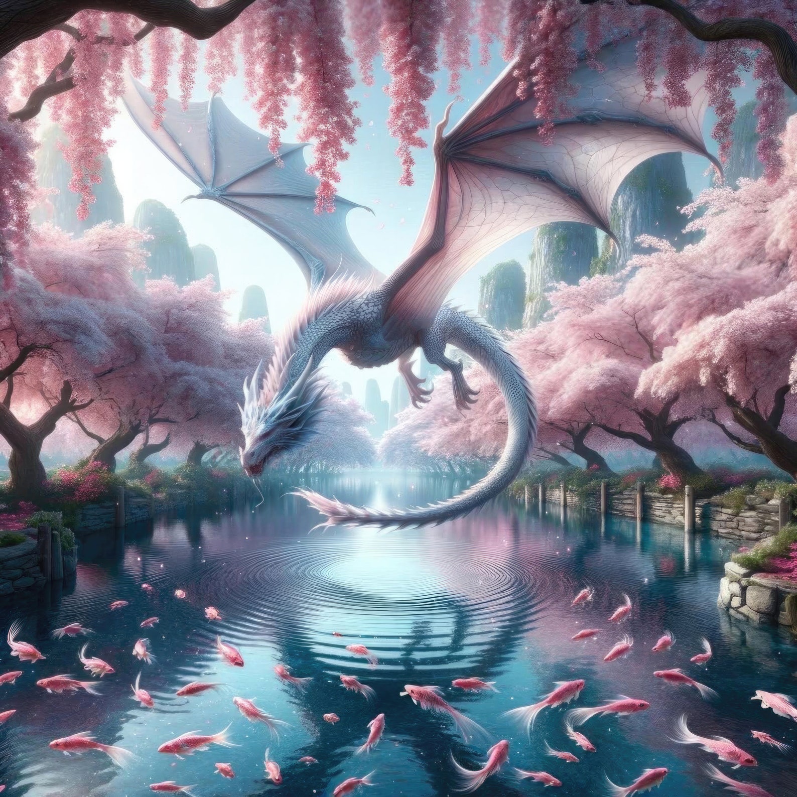 Cherry Blossom Dragon Download, Dragon Instant Downloadable Wallpaper ...