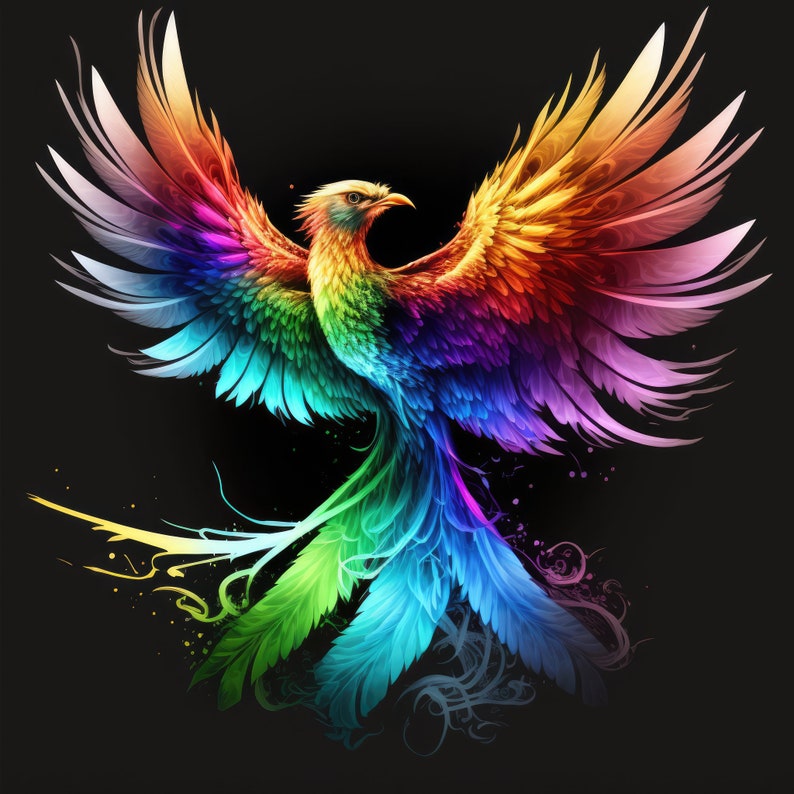 Rainbow Phoenix Download, Printable Art, Instant Downloadable Wallpaper ...