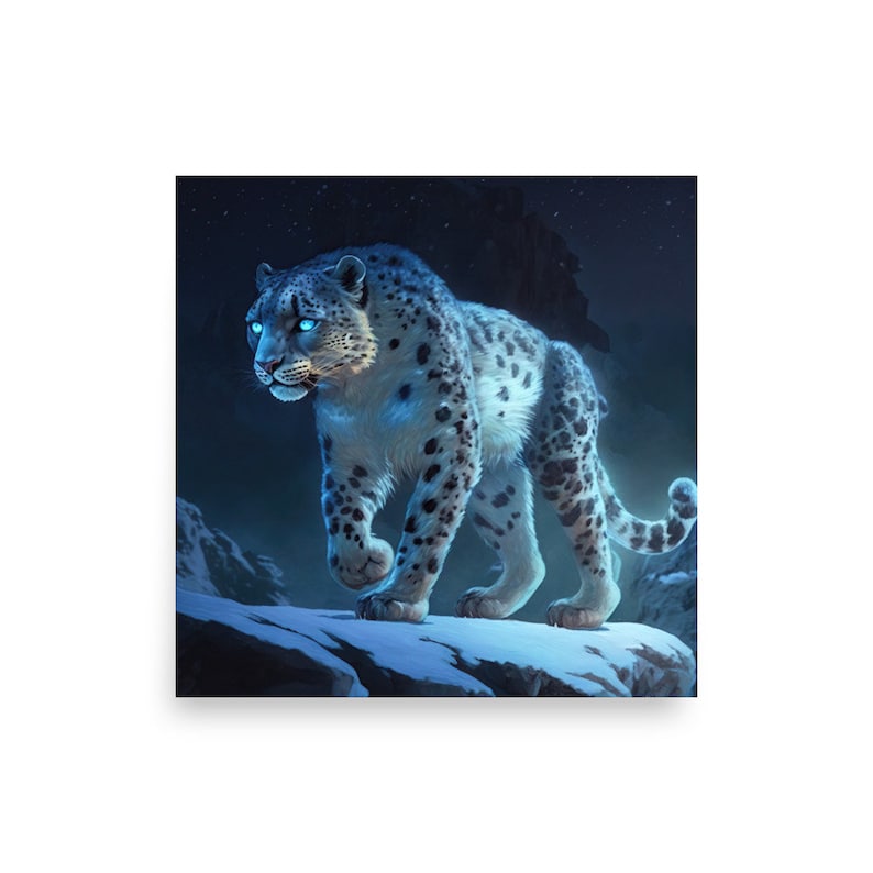 Snow Leopard Poster Snow Leopard Print Snow Leopard Wall - Etsy