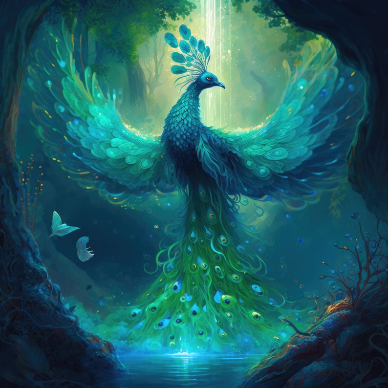 Peacock Phoenix Download, Printable Art, Instant Downloadable Wallpaper, Digital Download Poster ...