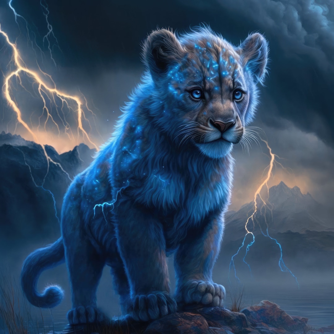 Lightning Lion Cub High Resolution Digital Download - Etsy