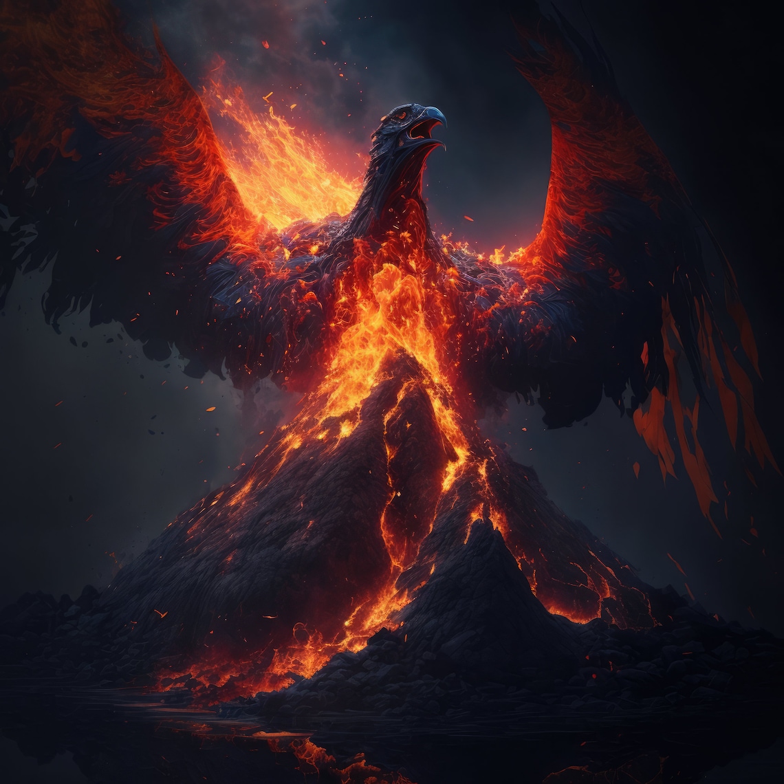 Volcano Phoenix Download, Printable Art, Instant Downloadable Wallpaper ...