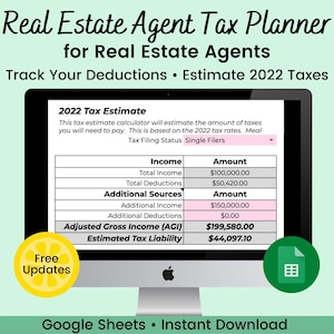 Real Estate Agent Tax Planner | Real Estate Deductions Checklist | Profit Loss Statement ...