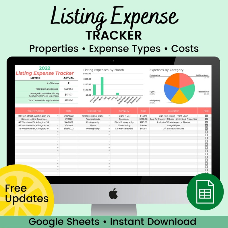 Real Estate Listing Expense Tracker | Transaction Management | Real ...