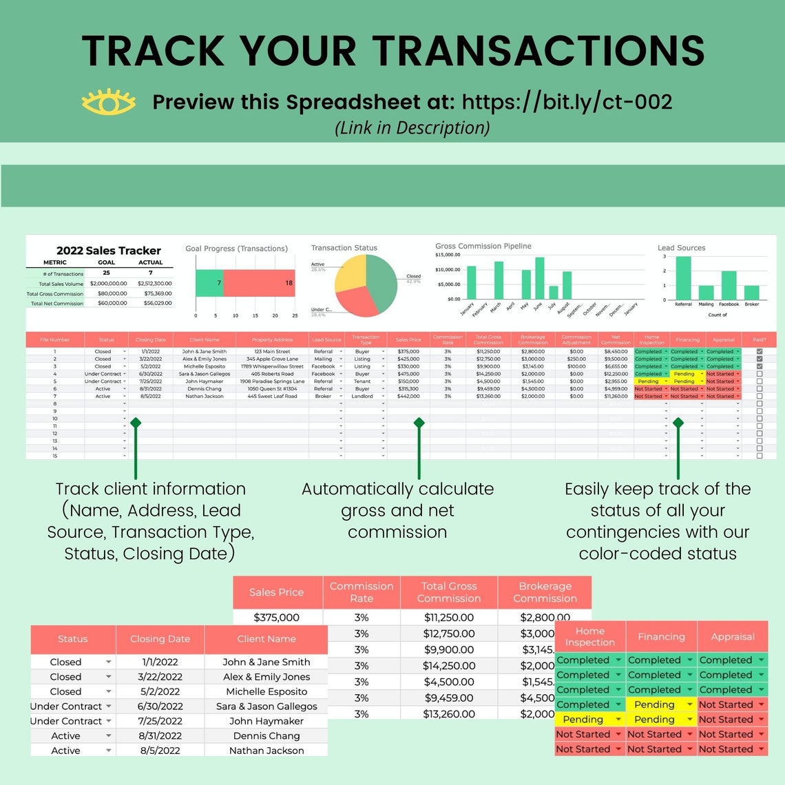 Real Estate Sales Tracker | Transaction Management | Real Estate Agent ...