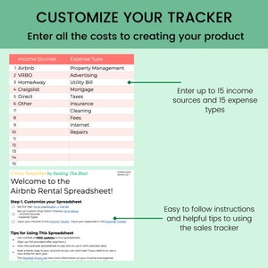 Airbnb Spreadsheet | Vacation Rental Income and Expense Tracker ...