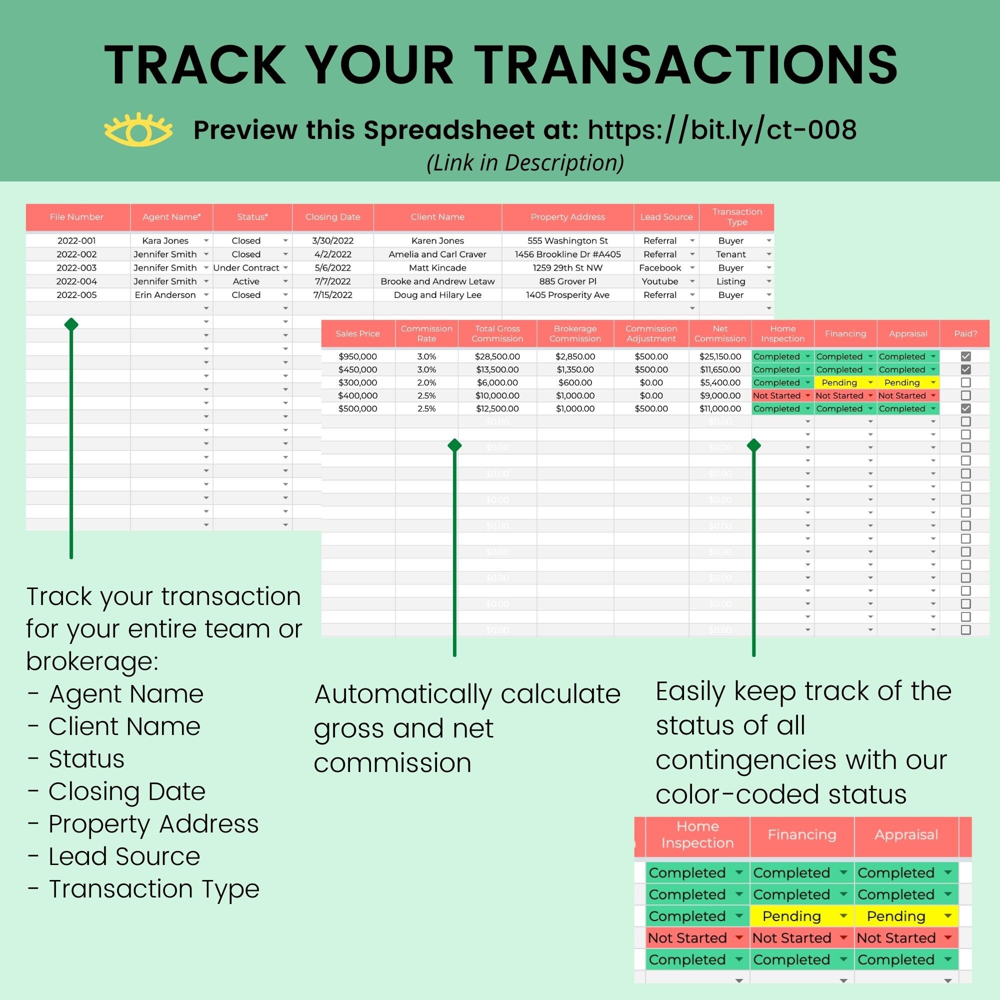 Real Estate Team Brokerage Sales Tracker | Transaction Management ...