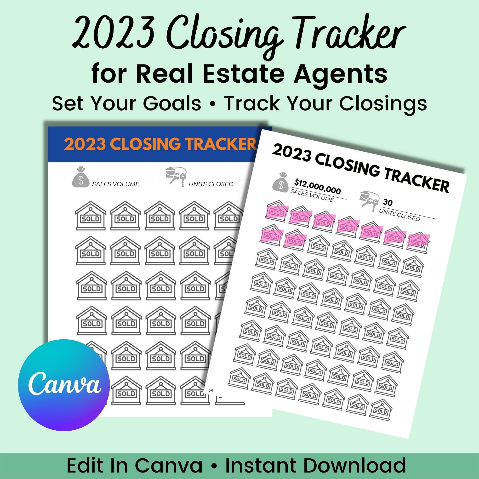 EDITABLE 2023 Real Estate Goal Chart | Goal Setting | Real Estate Agent ...