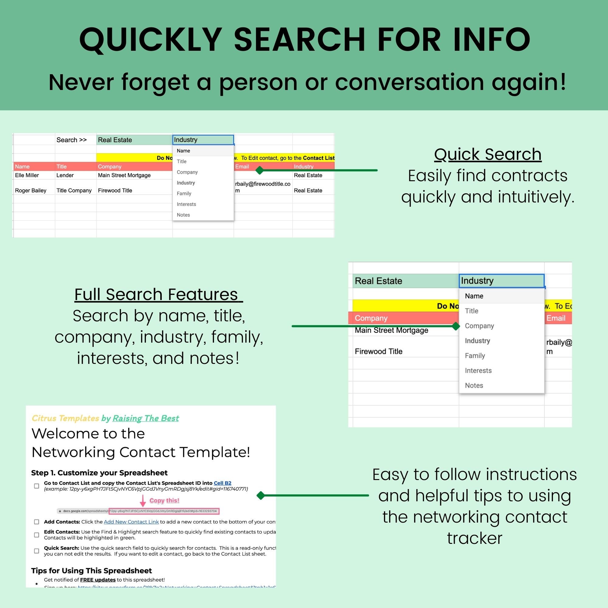 Networking Contact Spreadsheet Tracker | CRM for Referral Business ...