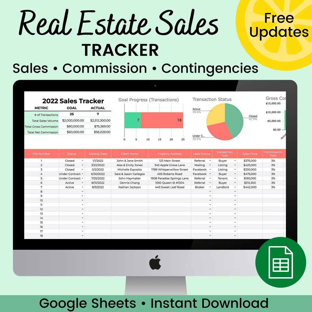 Real Estate Sales Tracker Transaction Management Real - Etsy