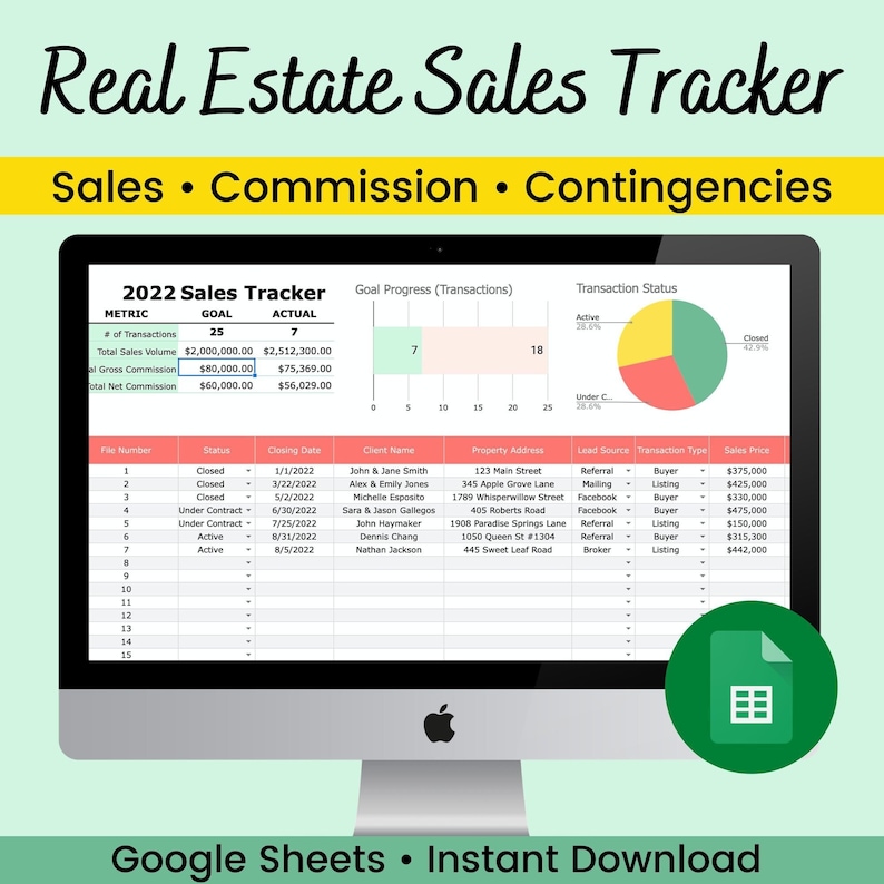 Real Estate Sales Tracker | Transaction Management | Real Estate Agent ...