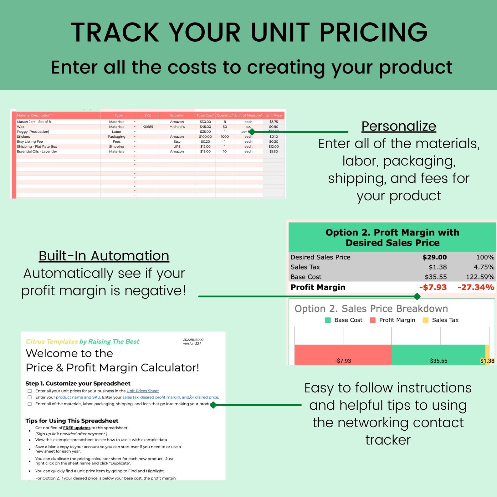 Price Calculator and Profit Margin Template | Small Business Pricing ...