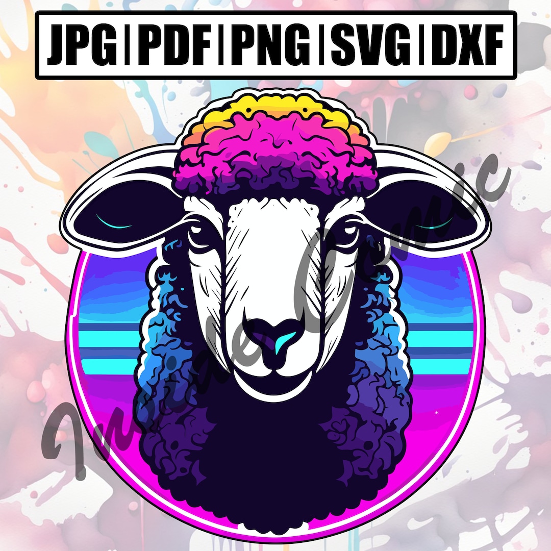 Neon Sheep Design. Jpg / Pdf / Png / Svg / Dxf . for DIY Projects ...