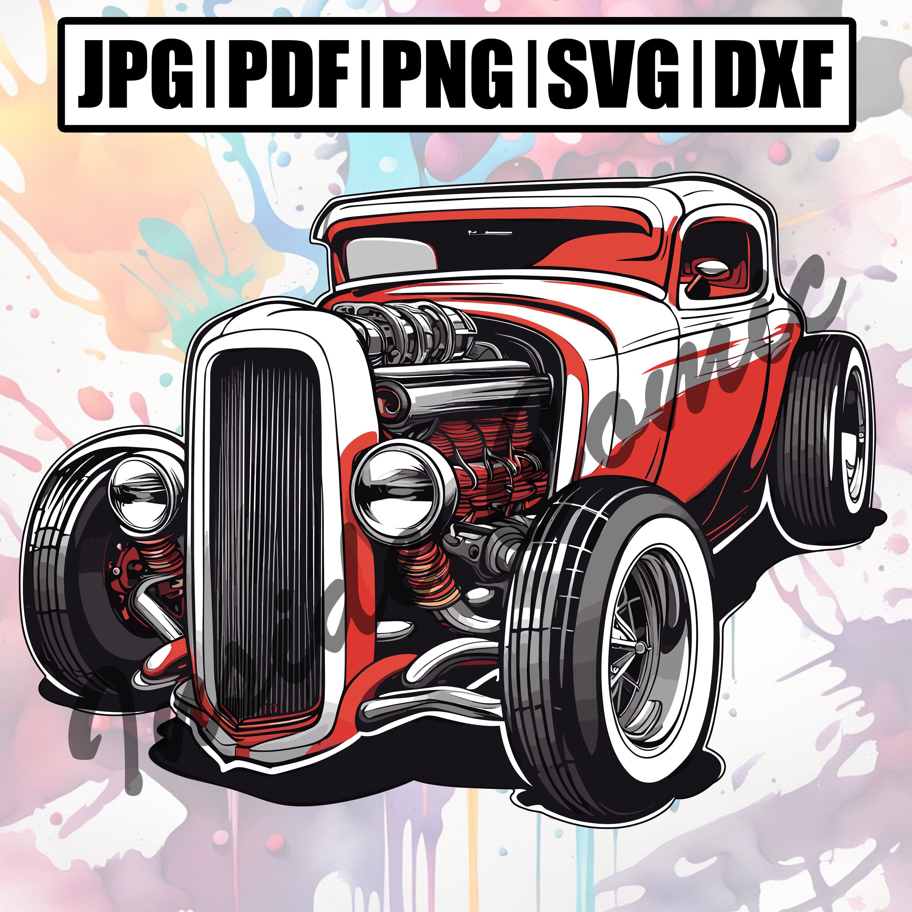 Hot Rod Design. Jpg / Pdf / Png / Svg / Dxf . for DIY Projects. Instant ...
