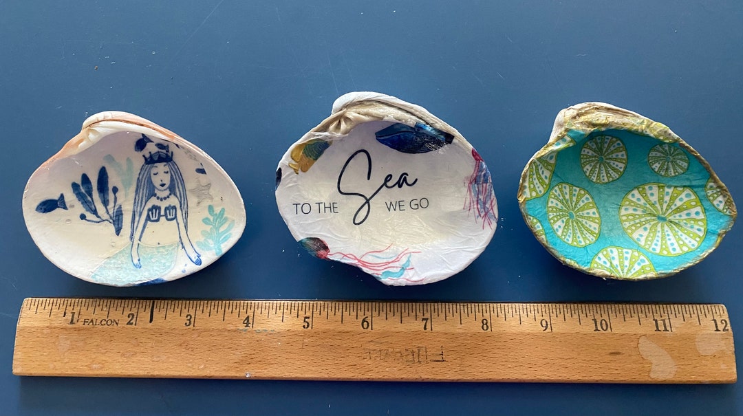 Sea Urchins, Mermaid & to the Sea Decoupaged Shells - Etsy