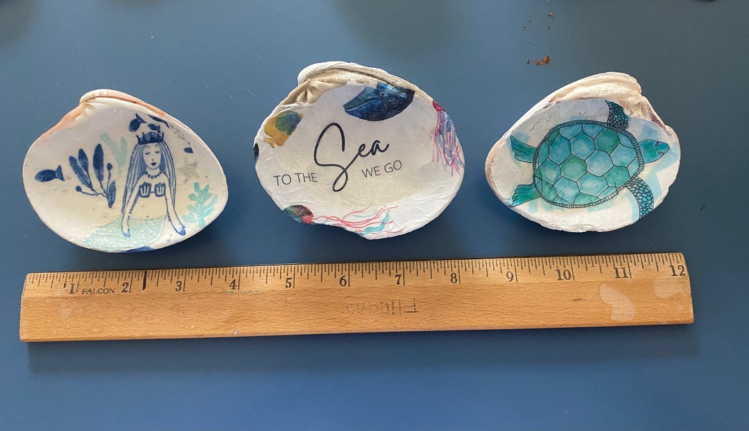 Ocean Themed Decoupaged Shells - Etsy